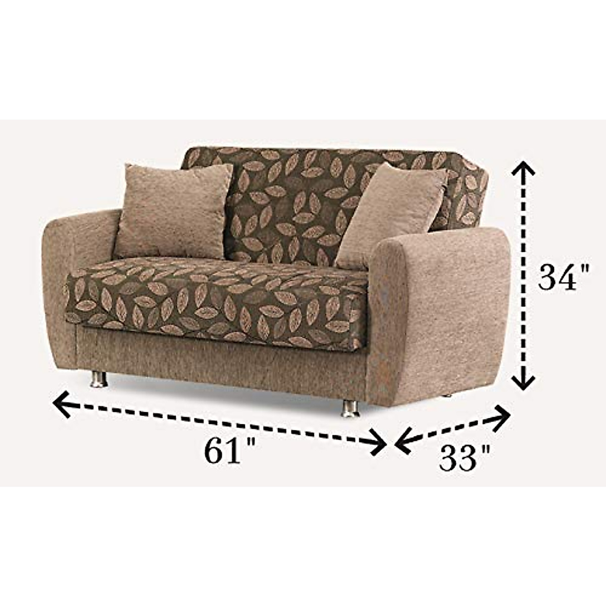 BEYAN Chestnut 2016 Collection Living Room Convertible Storage Loveseat with Storage Space, Includes 2 Pillows, Dark Brown