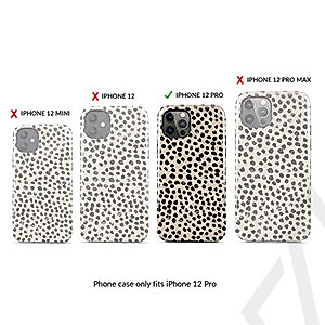 BURGA Phone Case Compatible with iPhone 12 PRO - Hybrid 2-Layer Hard Shell + Silicone Protective Case -Black Polka Dots Pattern Nude Almond Latte - Scratch-Resistant Shockproof Cover