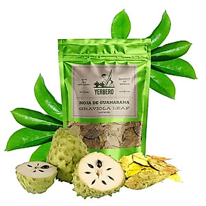 Yerbero - Te Hoja De Guanabana 1oz (28g) | Graviola Leaf - Whole Soursop Leaves | Stand Alone Resealable Bag, Crafted By Nature 100% All Natural Delicious Fresh Tea | From Mexico.