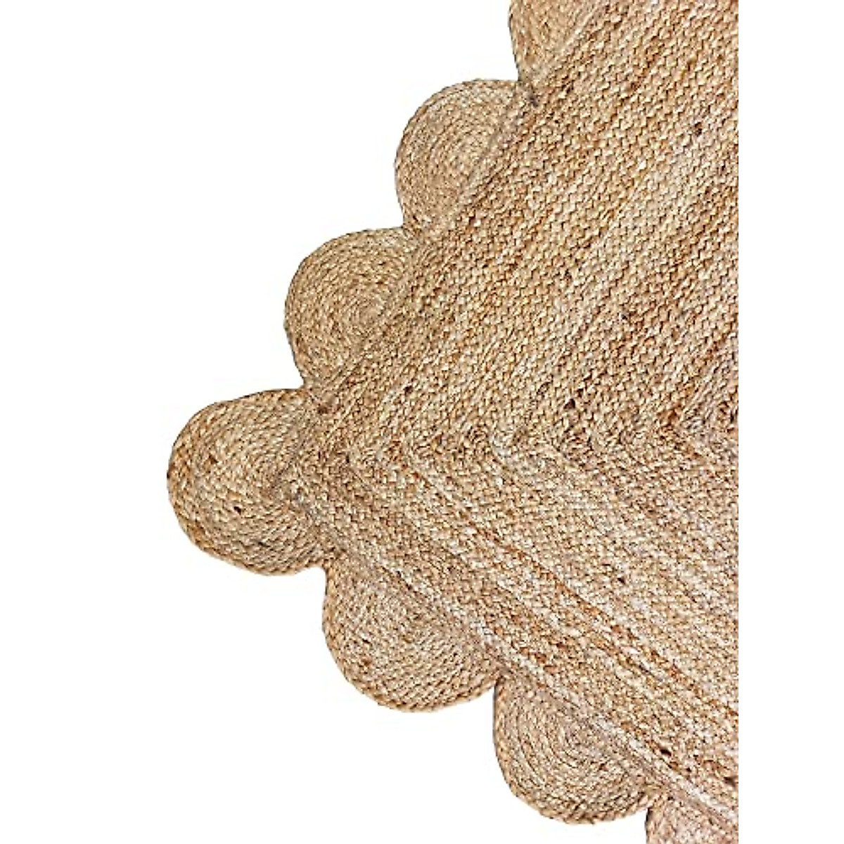 Gautam International Scalloped Natural Jute Area Rug, Natural Color (2'X3')