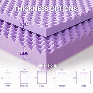 SINWEEK 2 Inch Egg Crate Memory Foam Mattress Topper Twin Size, Soft Mattress Pad for Back Pain Relief, Bed Topper, CertiPUR-US Certified