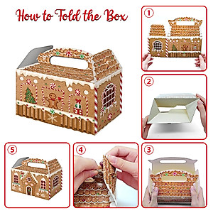 FRIDAY NIGHT Christmas Treat Boxes Gingerbread House Cardboard Cookie Goody Gable Candy Bags Cupcake Box for Treat Candy Goodies(12 Pcs)…