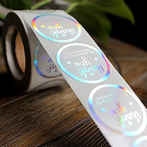 Thank You Stickers Roll 500 Pcs Round Thank You for Supporting My Small Business Stickers 1.5 Inch Thank You Labels for Business