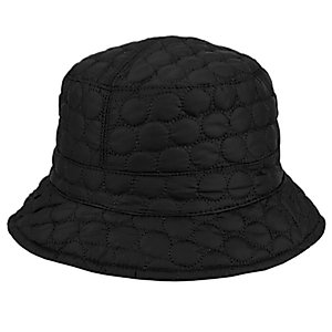 Foldable Water Repellent Quilted Rain Hat w/Adjustable Drawstring, Bucket Cap (Jet Black)