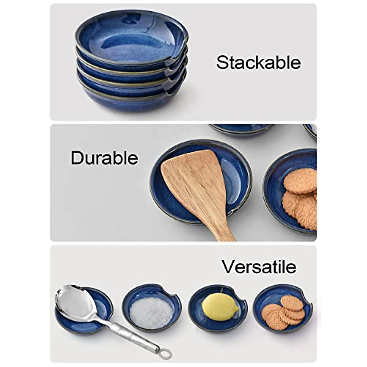 AooLen Ceramic Spoon Rest for kitchen, Spoon Holder for Stove Top, Coffee Spoon Rest, Spoon Cradle, Kitchen Basics, Kitchen Accessories For Utensils, Set of 1, Reactive Glaze Blue