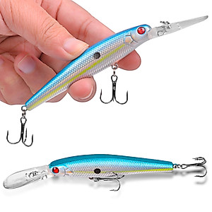 10pcs Fishing Lures Hard Bait Minnow Deep Diving Swimbait Walleye Lures Topwater Lures Bait for Bass Trout Pike Freshwater Saltwater Lures Kit