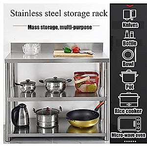 Stainless Steel Workbench, Kitchen Prep Table, Stainless Steal Table, Food Prep Stainless Steel Table, Commercial Heavy Duty Food Prep Worktable With, For Hotel, Home, Restaurant Kitchen ( Color : The