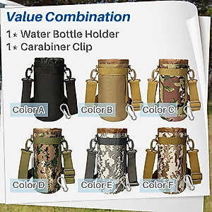 Kalevel Large Water Bottle Holder Carrying Pouch Molle Tactical Holder Outdoor Water Bottle Bag Sling Drawstring Open Top with Strap for Hiking