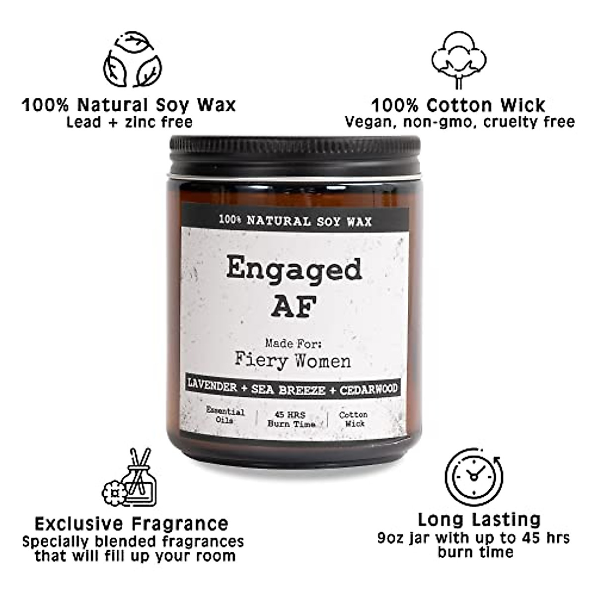 Engagement Gifts for Women - Wedding Candle, Bridal Shower, Bachelorette Party Gift for Bride to Be - Christmas Present for Engaged Couple Fiance, Couples Gift - Hendson Scented Candles