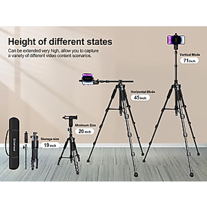 Elitehood Newest Ultra-Stable Overhead Tripod for iPhone – Heavy Duty Aluminum Tripod & 25in Horizontal Long Phone Arm, Tall Phone Stand Mount for Recording, 360°Adjustable iPhone Tripod Stand