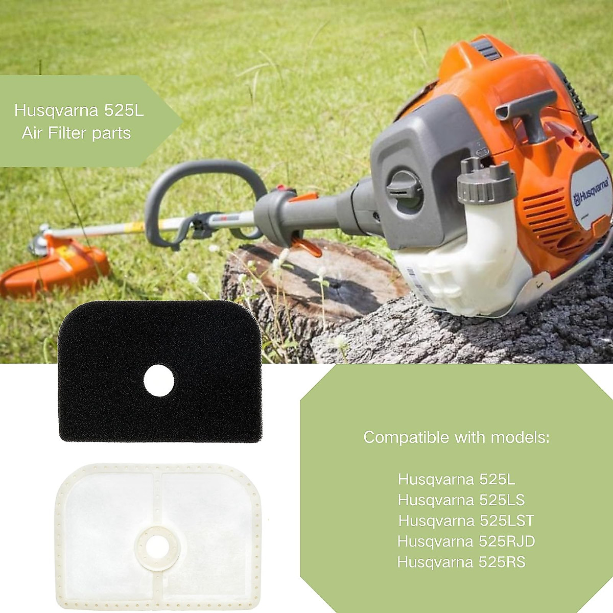 NIMTEK 2 Pack of 576401601 577851501 Air Filters for Husqvarna 525L 525LS 525LST 525RJD Craftsman Jonsered McCulloch Poulan Pro RedMax Sears Trimmer