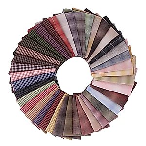AMLESO 50 Fabric Squares, Inch Plaid Fabric Precut Scraps for Christmas Sewing Quilting