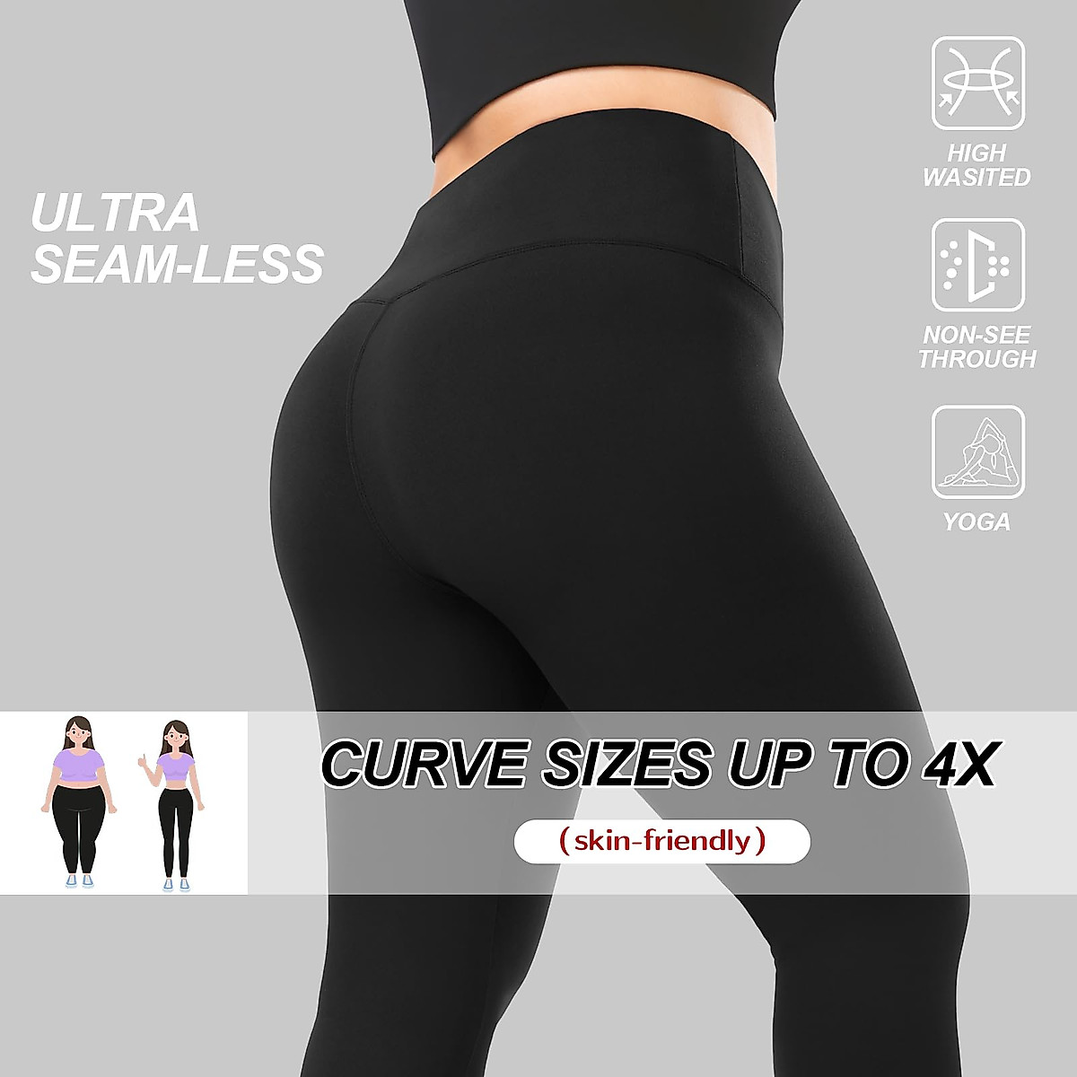 Hi Clasmix Plus Size Leggings for Women-High Waisted Super Soft Maternity Black Leggings Yoga Pants(2 Pack Black,XX-Large)