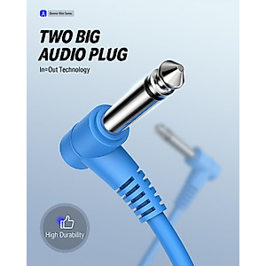 Donner 6 Inch Guitar Patch Colored Cable 6-Pack, TS 1/4" Right Angle to TS 1/4" Right Angle