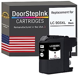 DoorStepInk Remanufactured in The USA Ink Cartridge Replacements for Brother LC203 Black for Printers MFC-J4320DW MFC-J4420DW MFC-J460DW MFC-J4620DW MFC-J480DW MFC-J485DW