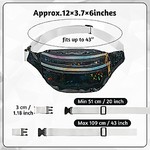 Saintrygo 7 Pack Wedding Bachelorette Fanny Pack Holographic Fanny Pack Bride Bridesmaid Waist Bag for Bachelorette Party(Silver, Black)