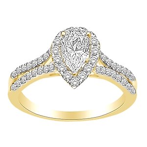 AFFY Pinched Shank Engagement Wedding Ring In 14k Yellow Gold With (1.2 cttw) White Natural Diamond With Ring Size 13