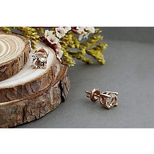 Dazzlingrock Collection 5mm Each Round Morganite Solitaire Stud Earrings for Women in 18K Rose Gold in Screw Back