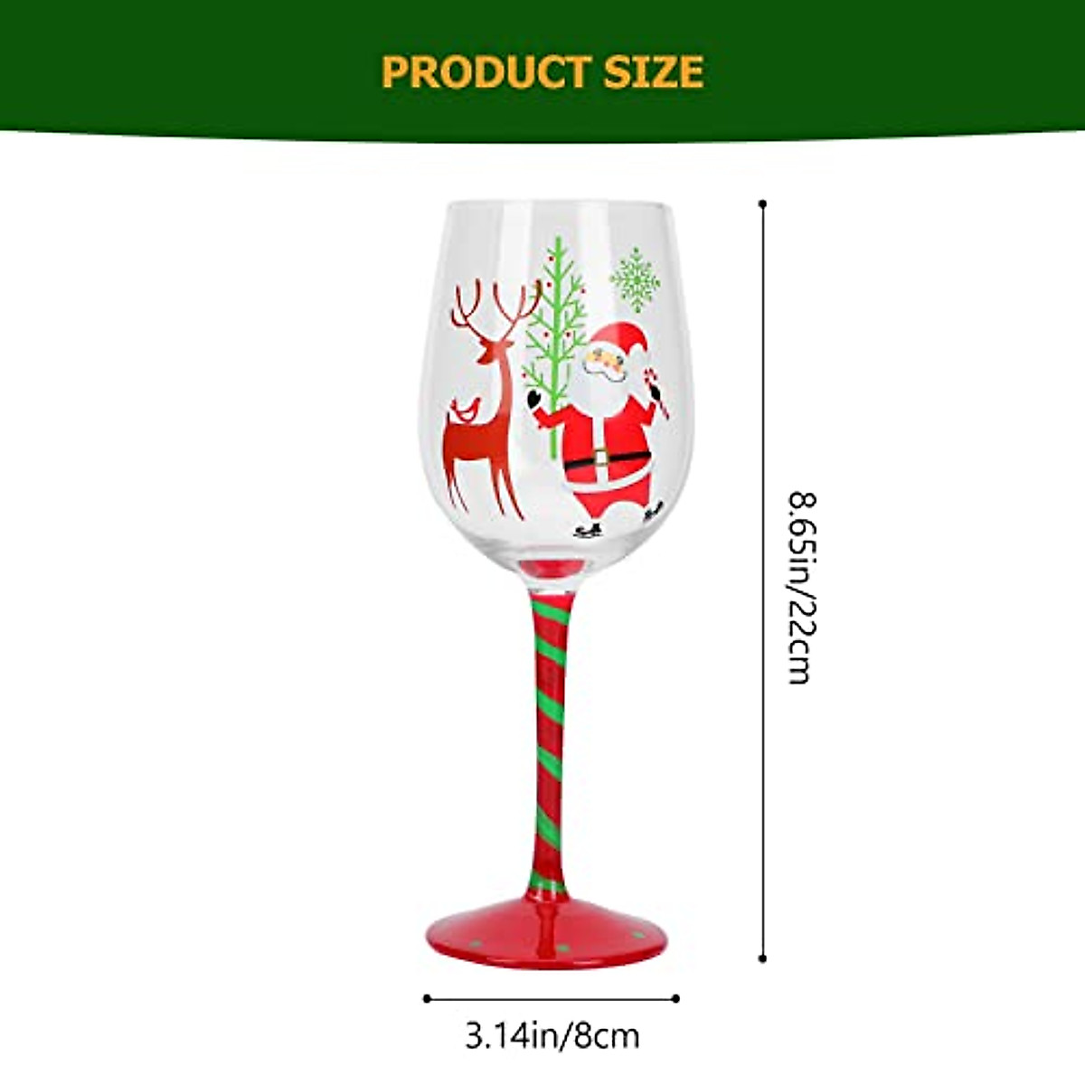 DOITOOL Christmas Goblet Glass Cup Santa Claus and Elk Glass Cups Hand Painted Holiday Wine Glasses Painted Winter Glassware for Home Bar and Nightclub, Xmas Holiday Wineglass Gift