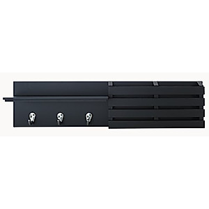 kieragrace KG Sydney Wall Shelf and Mail Holder with 3 Hooks - Black, 24"