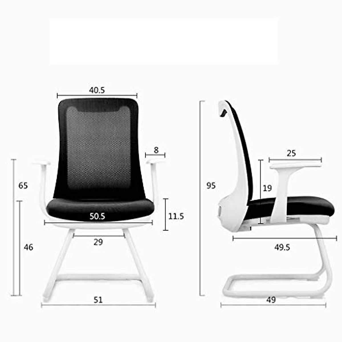 MayNuo Office Chair Gaming Chair Computer Chair Conference Chair Office Chair Meeting Room Training Chair Arched Computer Mesh Chair Executive Reception Chair with Sled Base/Argento
