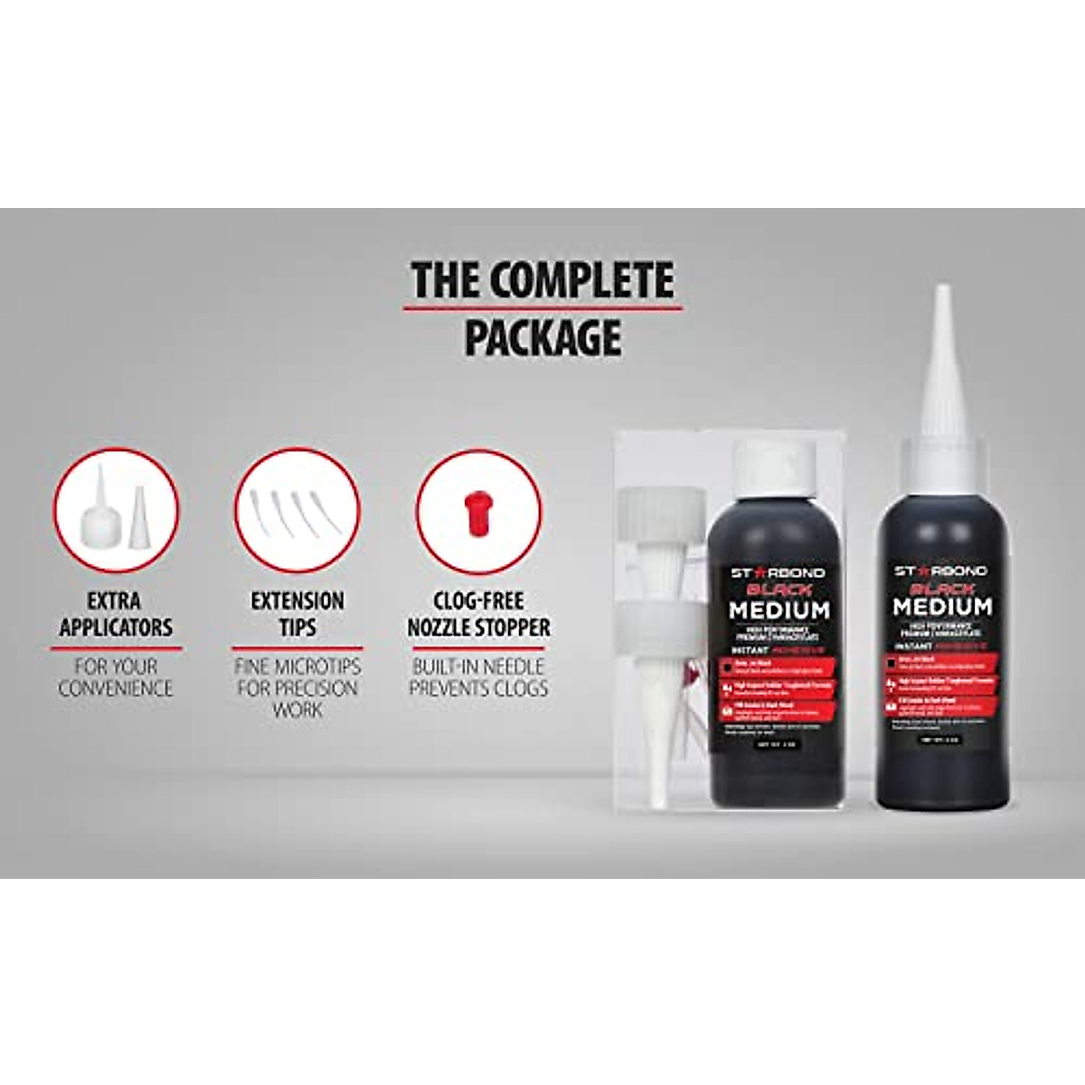 Starbond 2 oz. Black Medium CA Glue (Premium Cyanoacrylate Super Glue) Crack Filler 150 CPS Viscosity for Woodworking, Woodturning, Carpentry, Guitar, RC Hobby