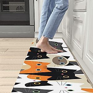 Cute Cat Funny Kitchen Mat and Rug, Floor Mat Anti-Slip Rugs for Kitchen, Floor Home, Office, Sink, Laundry