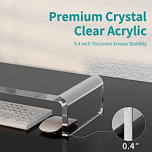 Zimilar 20 inch Large Acrylic Monitor Stand Riser, Crystal Clear Monitor Riser, Acrylic Computer Stand Riser with Keyboard Storage for Computer, Laptop, PC,iMac