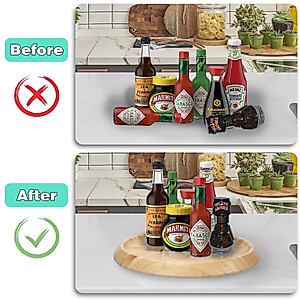 MinBoo 9" Bamboo Lazy Susan Organizer Kitchen Turntable for Cabinet Pantry Table Organization