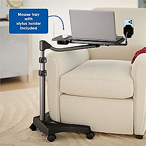 LEVO G2 V16 Mobile Laptop Stand Desk Rolling Cart with Phone Holder and Mouse Tray