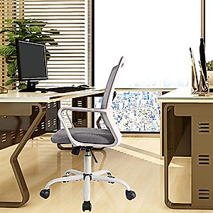 Office Desk Chair, Mesh Home Office Computer Task Chairs, Ergonomic Swiveling Rolling Desk Chair, Grey