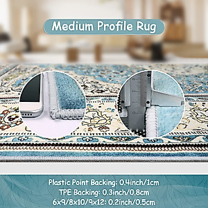Lahome Floral Medallion Area Rug - 9x12 Large Living Room Rugs Soft Bedroom Rugs, Turkish Printed Non Slip Low Pile Indoor Throw Carpet for Dining Room Playroom Basement, Sky/Baby Blue