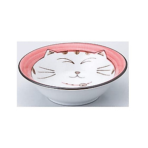 JapanBargain 2480, Japanese Small Porcelain Sauce Dipping Bowl Dessert Bowl Rice Bowl Appetizer Bowl Snack Bowl, Pink Color Maneki Neko Smiling Lucky Cat Pattern, Made in Japan, 4-3/4-inch Diameter