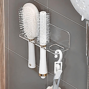 Acrylic Hair Brush Holder for Bathroom Adhesive Hair Tool Oragnizer Wall Mounted Hair Brush Holder Organizer with 3 Holes for Hair Dryer Curling Wands Hair Straighteners(Transparent)