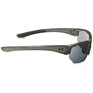 Under Armour Men's Blitzing Wrap Sunglasses, Shiny Jet Gray, 70mm, 9mm