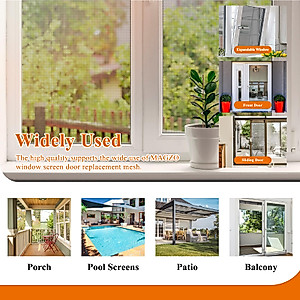 2PACK MAGZO Window Screen and Screen Door Replacement Mesh, 48" W x 99" L, Upgraded Polyester, Net Netting Curtain Wire Repair for Camper/Sliding Glass/Patio/French/Balcony/Back Windows Doors, Grey