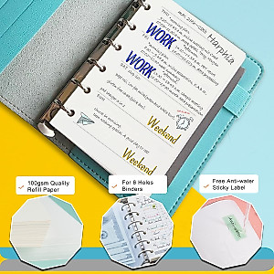 A7 Planner Refills, 4 Packs per Set, Weekly Plan Paper, A7 6 Ring Binder Inserts Refill with Label Stickers Gift,Mini Binder Refills,6 hole/100gsm Thick Paper/4.84 x 3.23'', Harphia