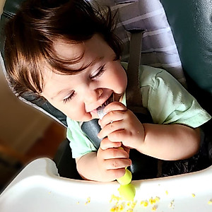 melii Caterpillar Spoon and Fork Utensil Set for Toddlers - BPA-Free Silicone and Stainless Steel Kids Utensils - Ergonomic, Easy-Grip Design for Fun & Safe Eating for Children