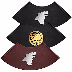 PalProt Gama of Thrones Bookmark, Bookmarks with Imprint of Stark Wolf & Targaryen Dragon Bookmark, Corner Book Marker | Made of Leather & Handcrafted, Gift for Gama of Thrones Fan, Book Lovers(3PCS)