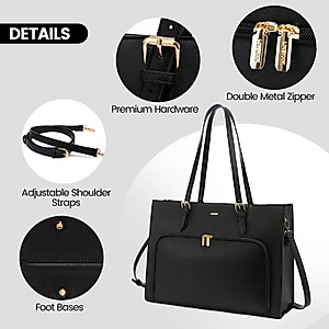 LOVEVOOK Laptop Bag for Women 15.6 inch Waterproof Work Tote Bag Briefcase with USB Charging Port PU Leather Computer Handbag Shoulder Bag Large Professional Teacher Bag for Travel Business School