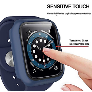 12 Pack Case with Tempered Glass Screen Protector for Apple Watch 44mm SE 2 Series 6 5 4 SE, Cuteey Full Protective Matte PC Cover for Iwatch 44mm Accessories