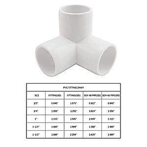 MARRTEUM 1-1/2 Inch 3 Way PVC Fitting Furniture Grade Pipe Corner Elbow for Greenhouse Shed / Tent Connection / Garden Support Structure / Storage Frame [Pack of 2]