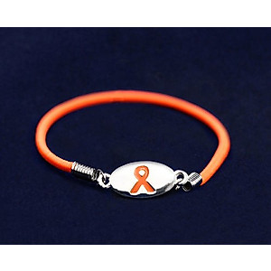 25 Pack Kidney Cancer Awareness Stretch Bracelets – Inexpensive Orange Ribbon Bracelets for Kidney Cancer Awareness Fundraisers, Events and Gift-Giving