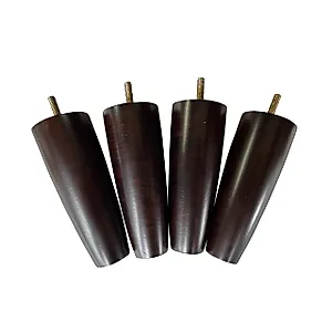 Design 59 6 Inch Mid Century Modern Sofa Legs with Stainless Steel Glides, Espresso Brown-Black Finish for Sofa, Dresser, Armchair, Cabinet, Couch (Set of 4)