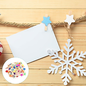 LUOZZY 200 pcs Mini Clothes Pins Wooden Mini Clothes Pins for Photo Colorful Star Shape Clothespins Wall Hanging Photo Clips for Crafts Memo Picture Pegs, 1.18inch