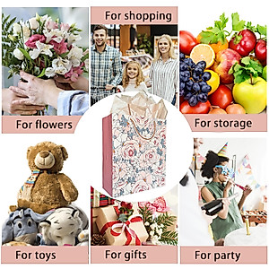 AMROSE Large 13'' Gift Bag withTissue Paper and Card, Recyclable Paper Gift Bag for Birthdays, Thanksgiving, Christmas, Mother's Day, Wedding, Engagement, Parties and More,Watercolor Floral