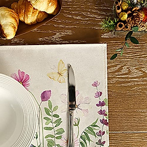 ARKENY Spring Summer Flower Butterfly Placemats 12x18 Inches Set of 4,Seasonal Burlap Farmhouse Indoor Kitchen Dining Table Decoration for Home Party