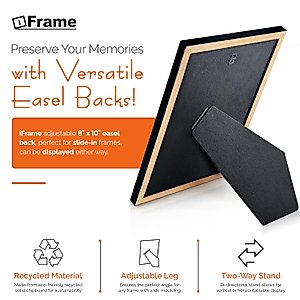 iFrame DIY Adjustable Easel Back for 8x10 Picture Frames – Solid Black Cardboard Display Stand for Photos, Art, Tiles & More, Tabletop Easel, Made in USA (Pack of 4)