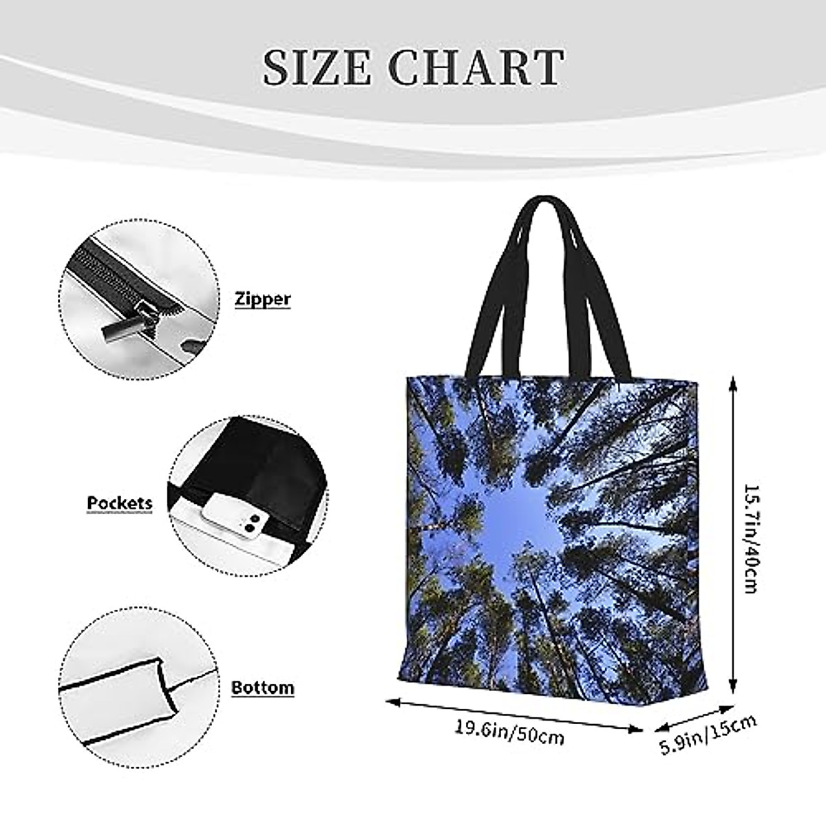 VACSAX Tote Bag for Women Reusable Shopping Bags Tree Print Shoulder Handbag Aesthetic Totes for Grocery