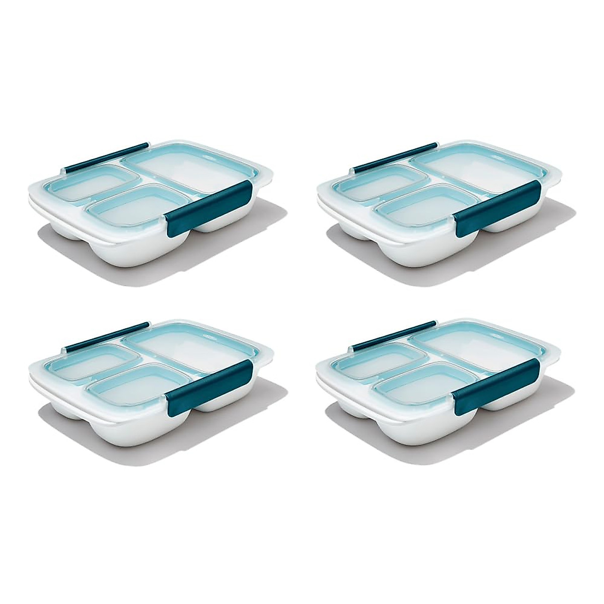 OXO Good Grips Prep & Go Divided Container 4.1 Cups/1 L - Leakproof Food Storage, Pack of 4